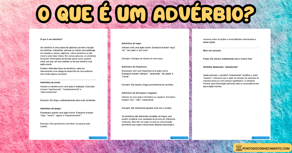 O que é um advérbio? - Ponto do Conhecimento