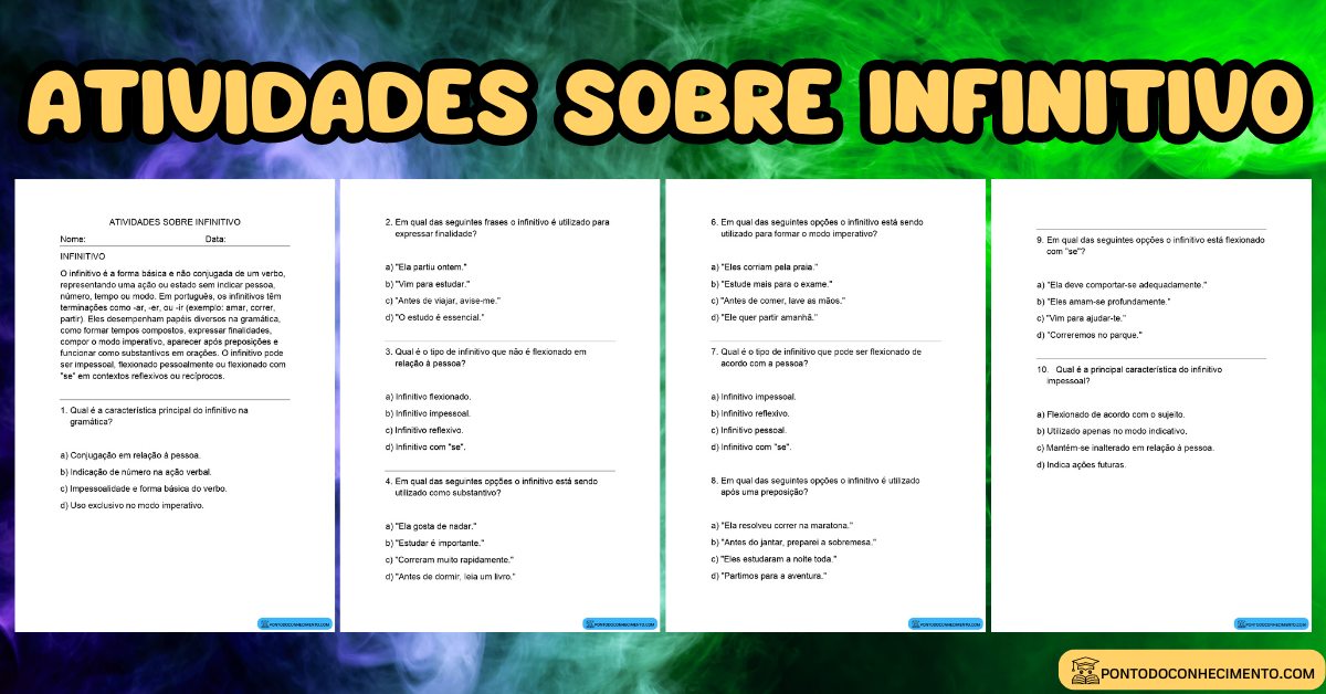 Atividades sobre infinitivo - Ponto do Conhecimento