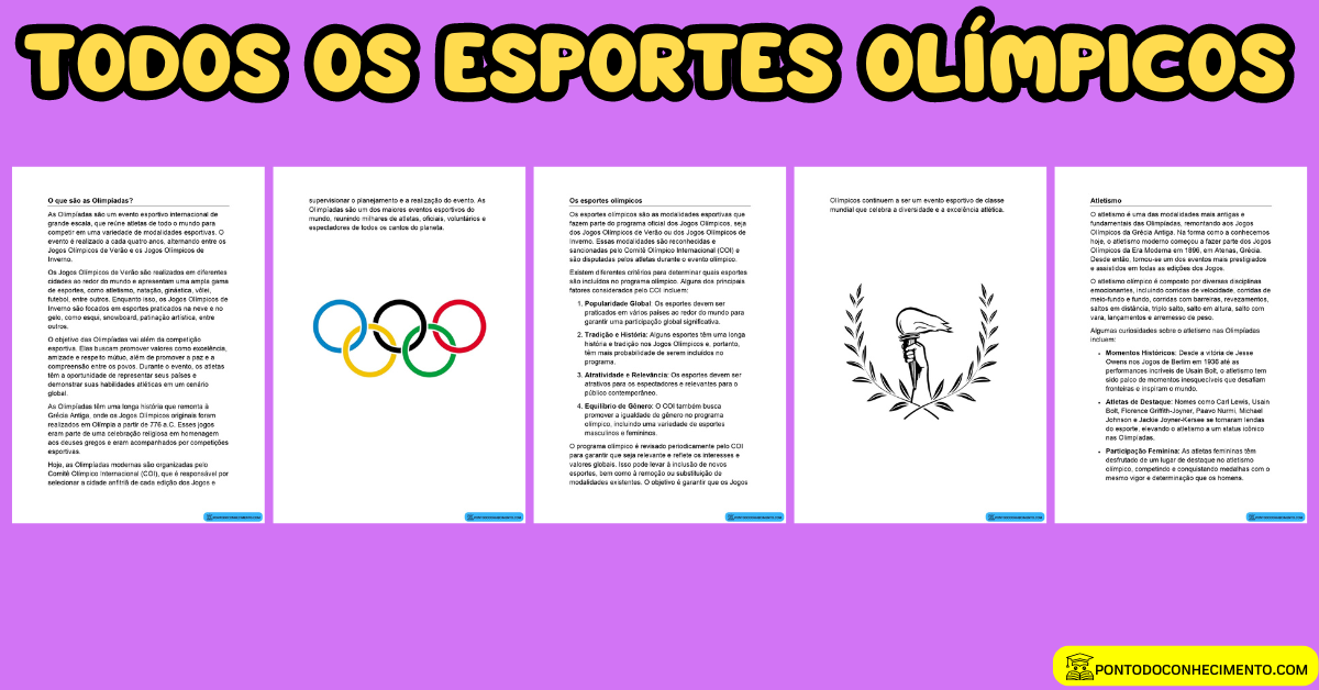 Todos os esportes olímpicos - Ponto do Conhecimento