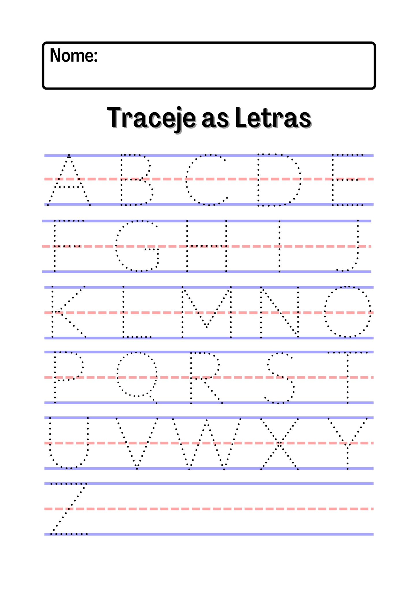 Atividade de Caligrafia: Alfabeto - Ponto do Conhecimento