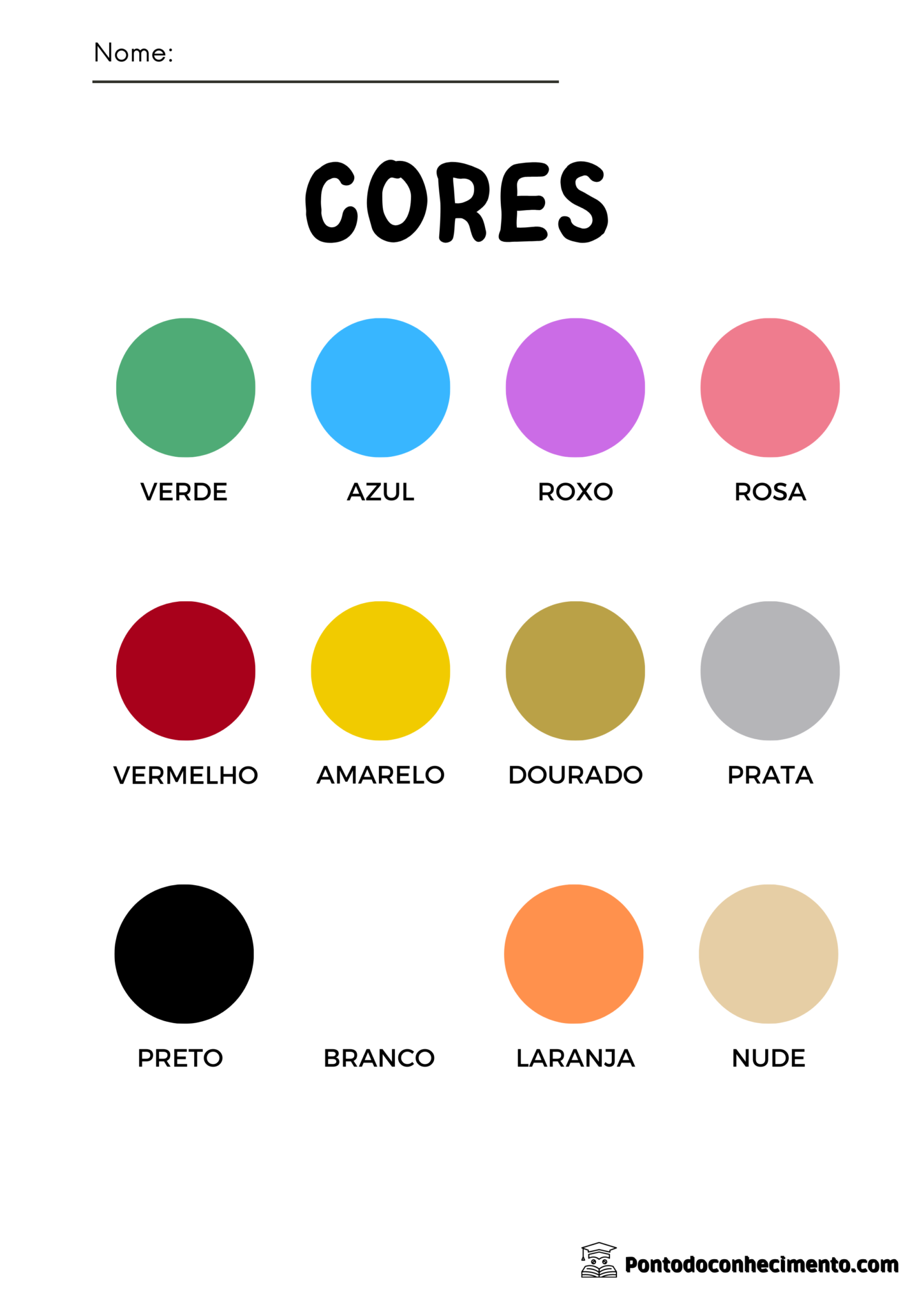 Atividades com cores para imprimir - Ponto do Conhecimento