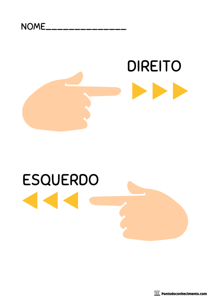 Atividades de lateralidade: Esquerdo, Direito - Ponto do Conhecimento