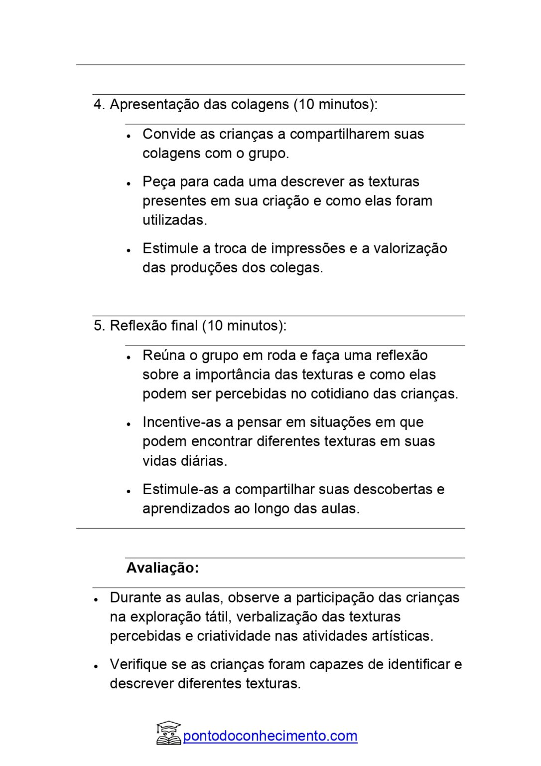 Proposta de aula Explorando os tipos de texturas. Atividade Educação ...