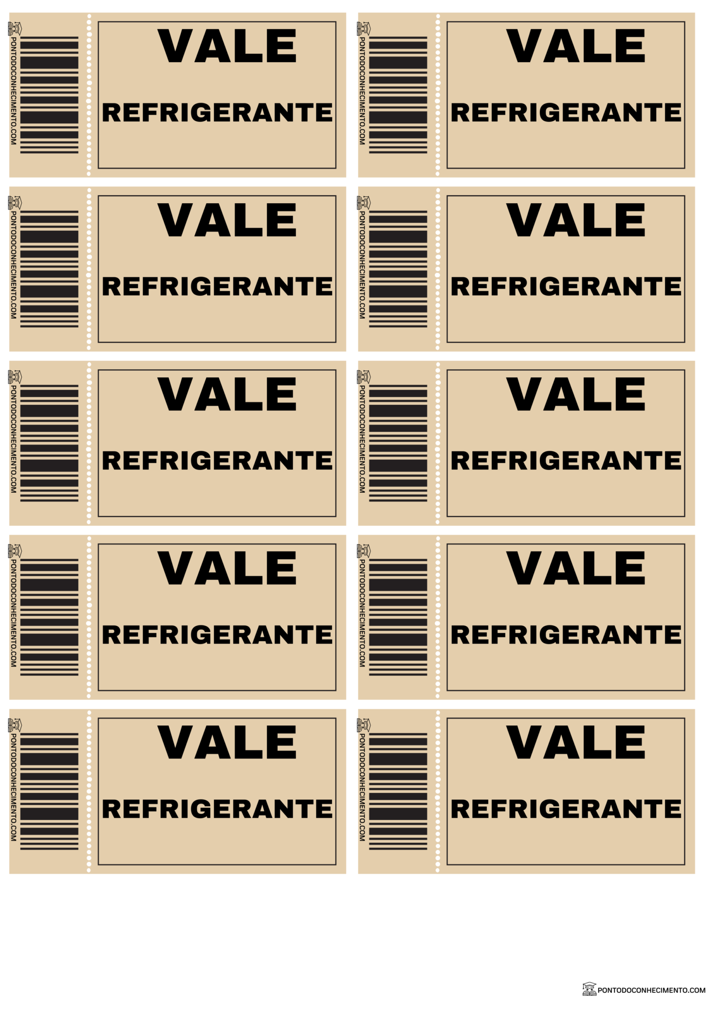 Vale pronto para imprimir - Ponto do Conhecimento