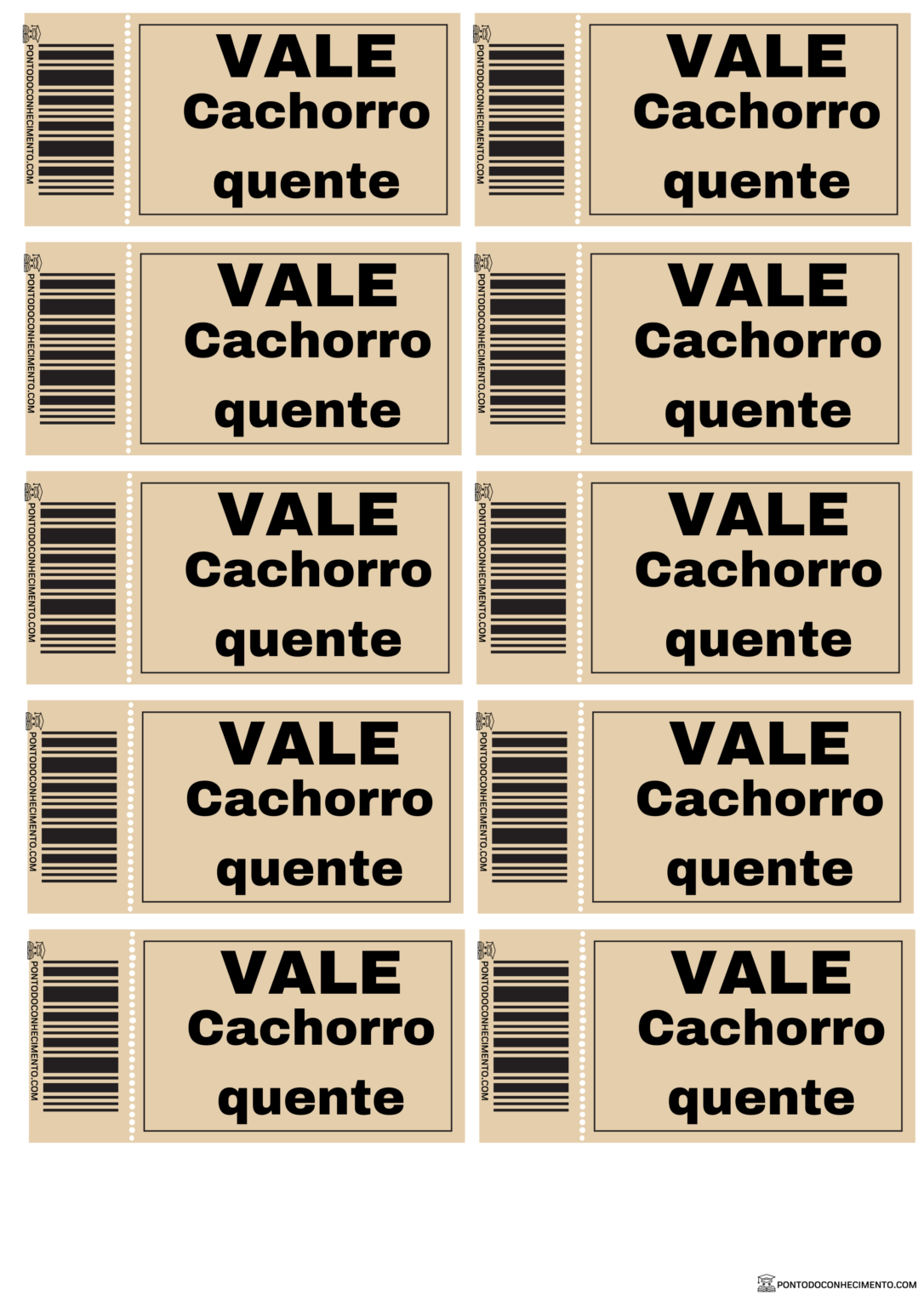 Vale pronto para imprimir - Ponto do Conhecimento