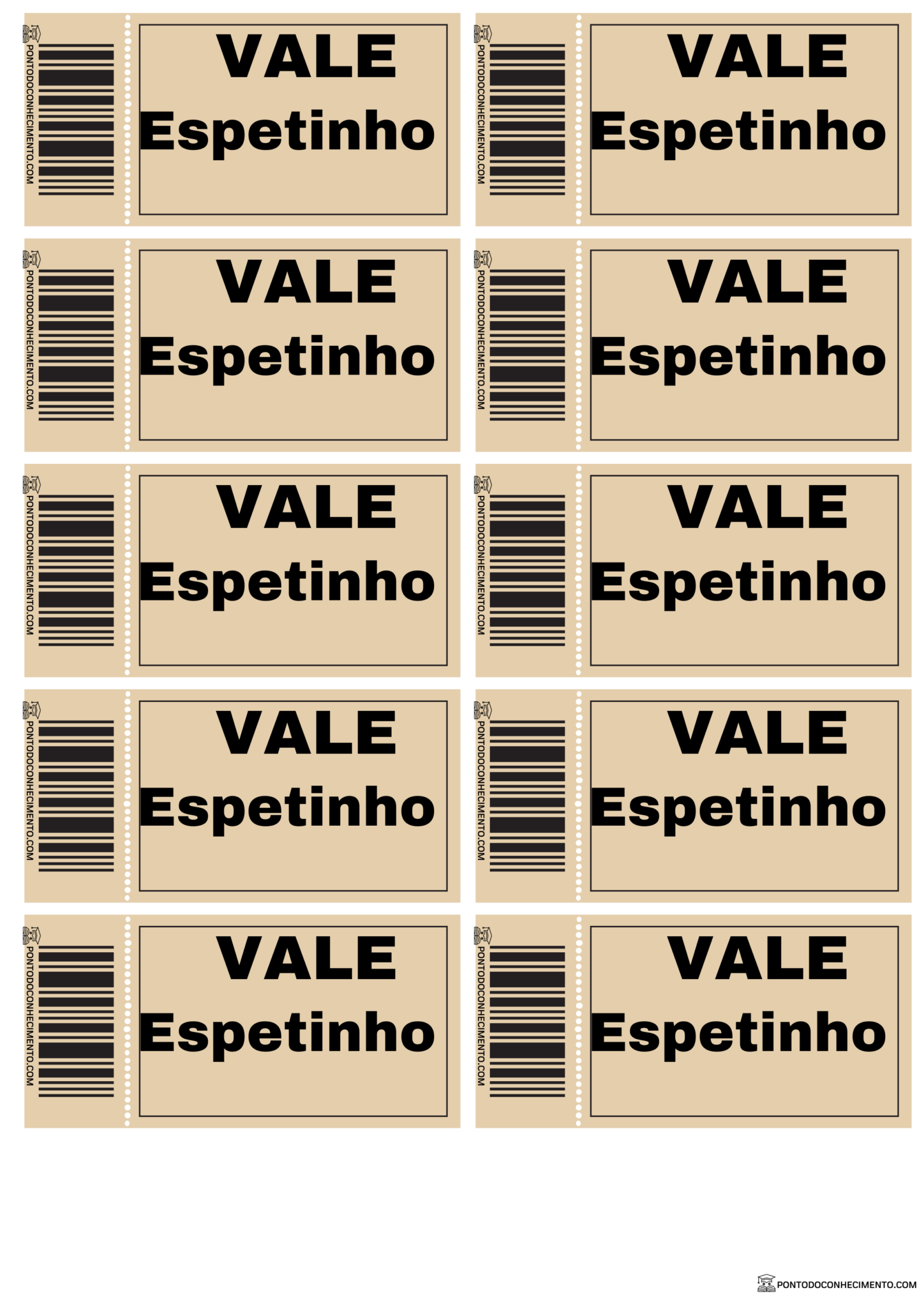 Vale pronto para imprimir - Ponto do Conhecimento