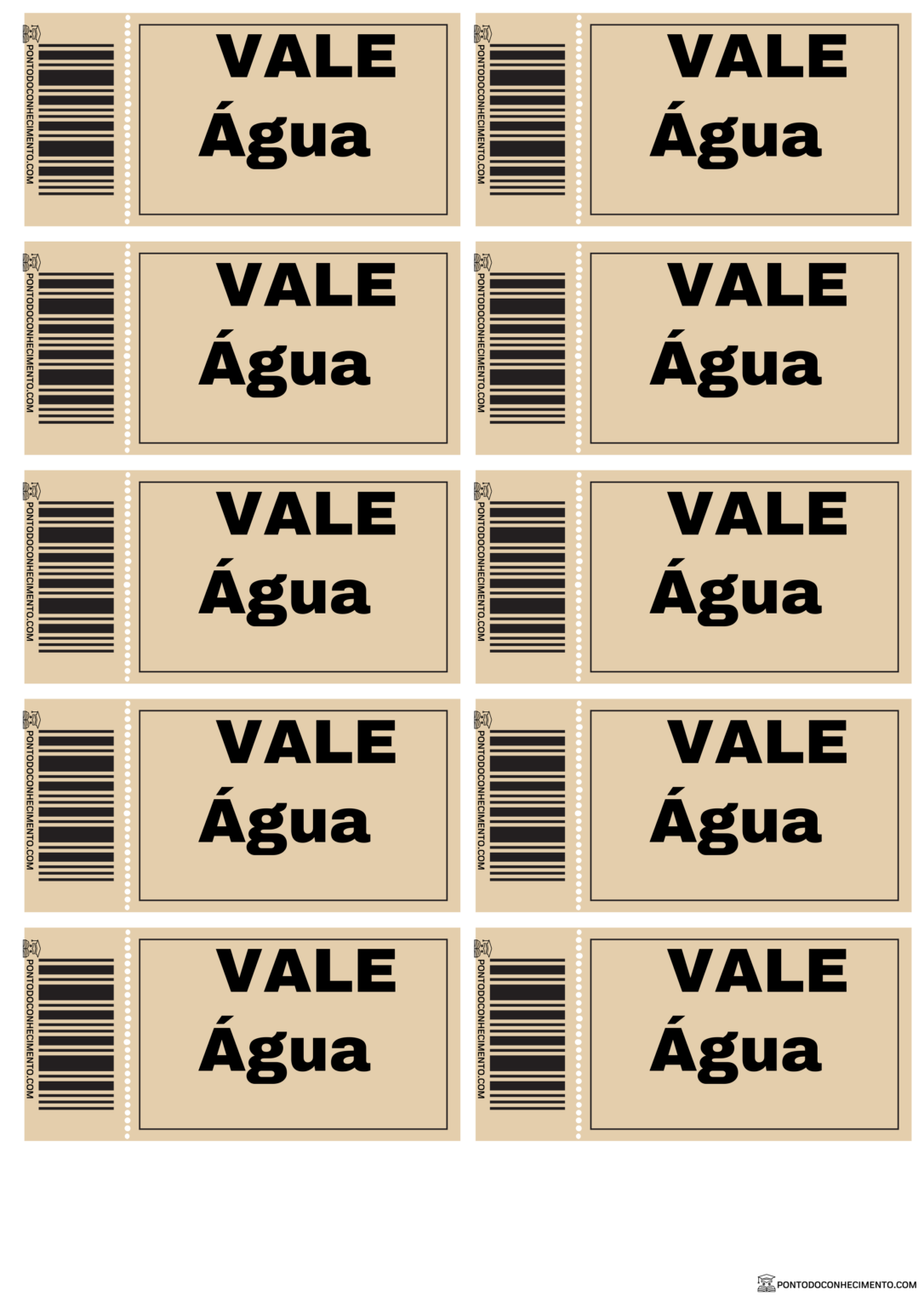 Vale pronto para imprimir - Ponto do Conhecimento