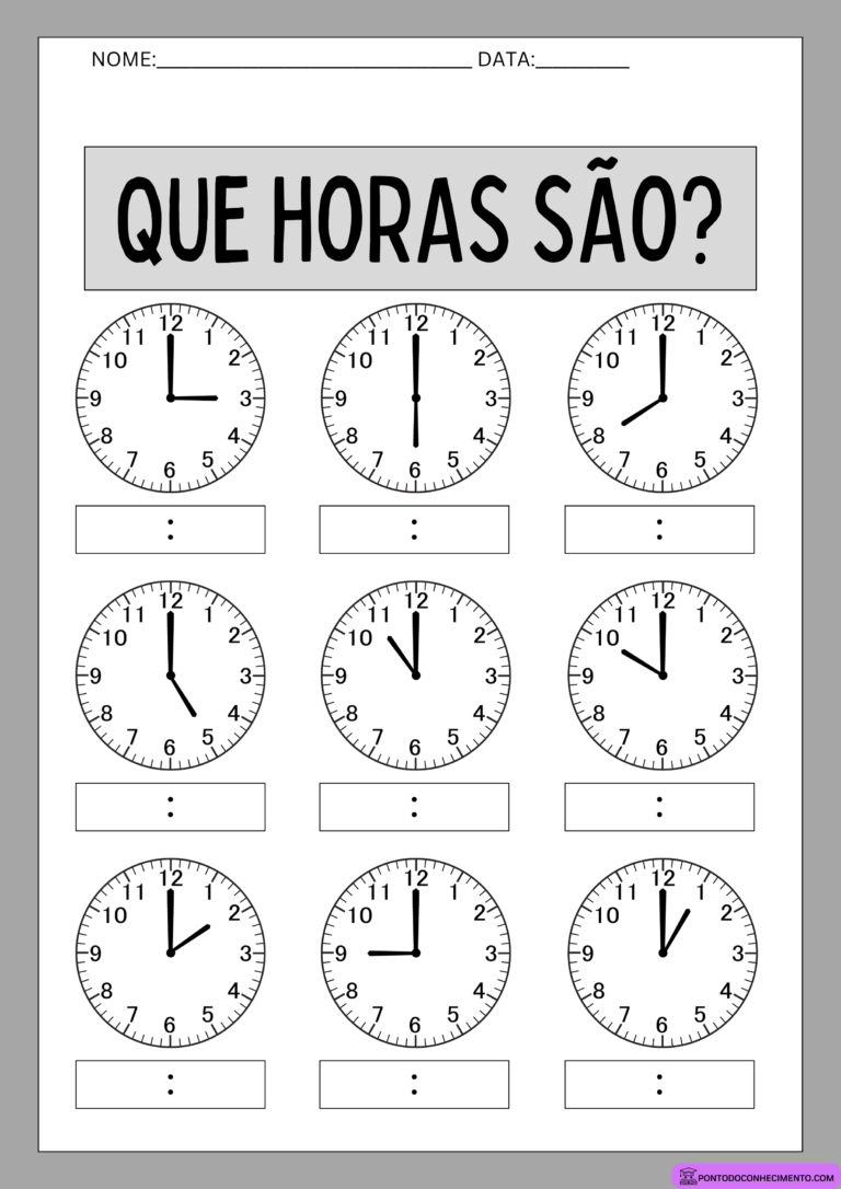 Atividade que horas são? - Ponto do Conhecimento