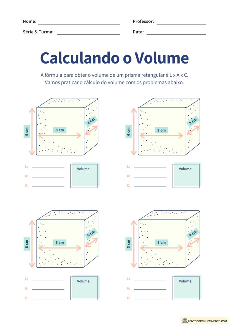 Atividade calculando volume - Ponto do Conhecimento
