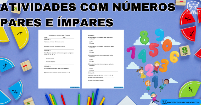 Arquivo de Atividades sobre Números Pares e Ímpares - Ponto do Conhecimento