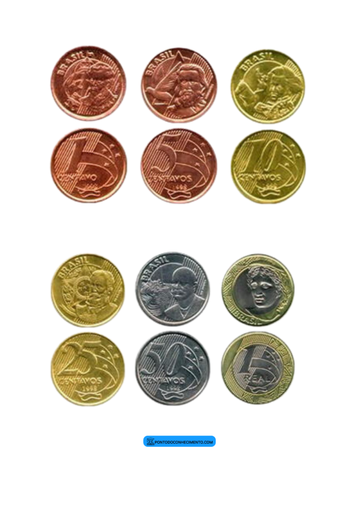 Cédulas e moedas brasileiras para imprimir - Ponto do Conhecimento