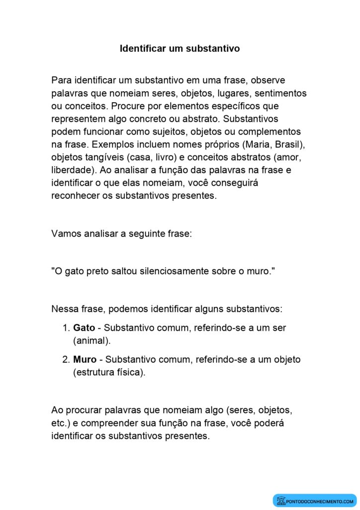O que é um Substantivo? - Ponto do Conhecimento