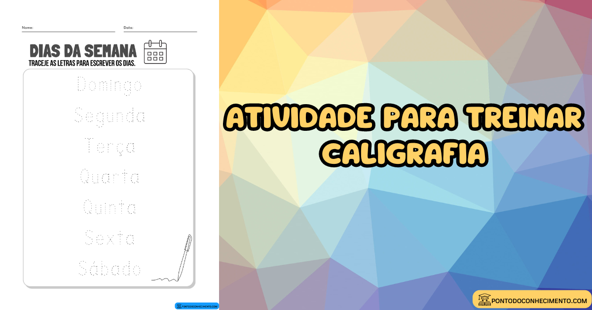 Atividade para treinar caligrafia - Ponto do Conhecimento