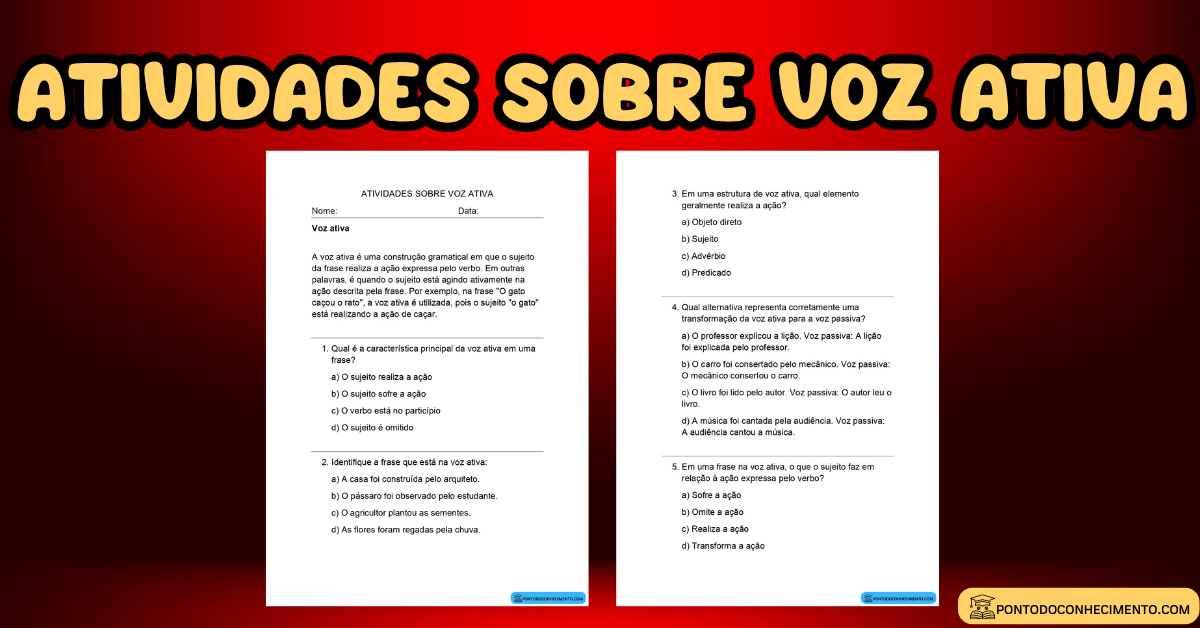 Atividades sobre voz ativa - Ponto do Conhecimento