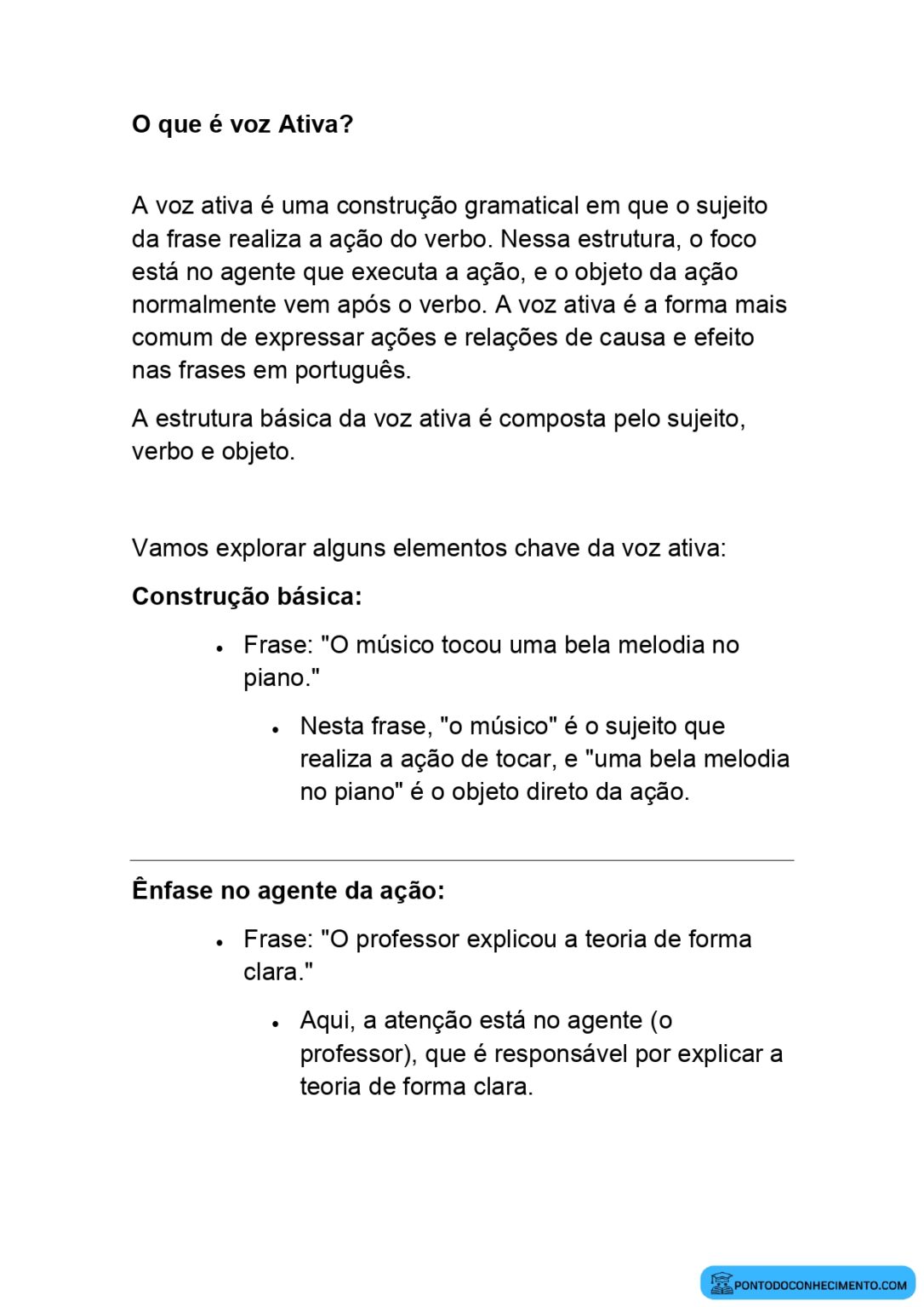 O que é voz Ativa? - Ponto do Conhecimento