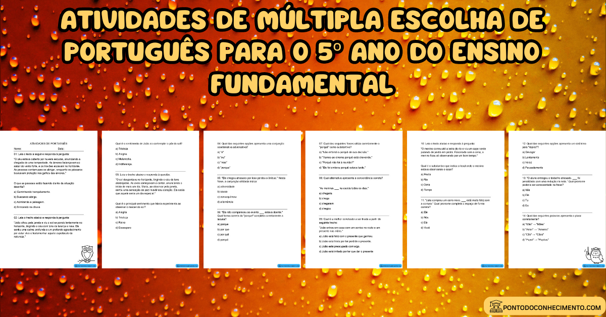 Atividades de múltipla escolha de português para o 5º ano do ensino ...