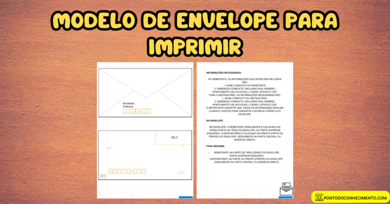 Modelo de envelope para imprimir - Ponto do Conhecimento
