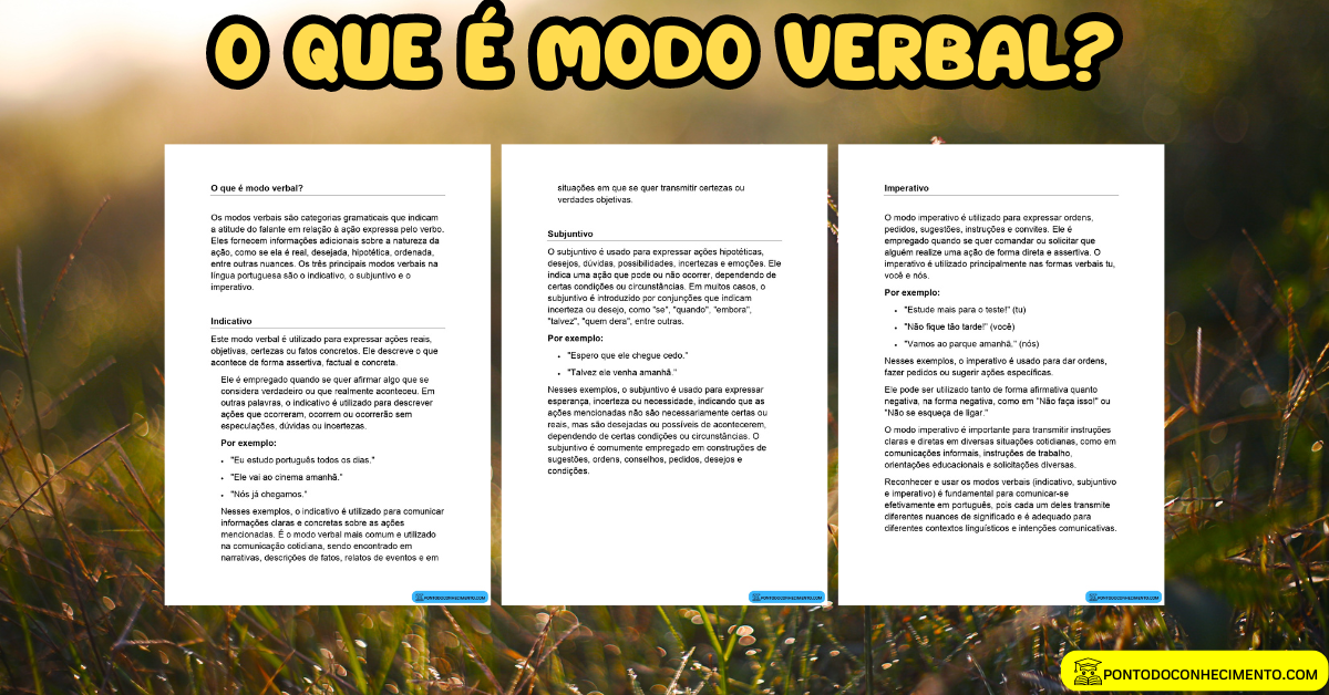 Arquivo de Exemplos de Modo verbal - Ponto do Conhecimento