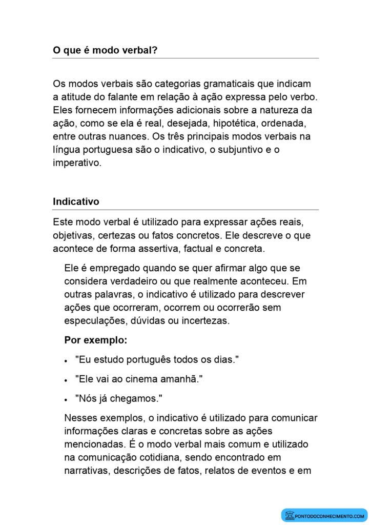 O que é modo verbal? - Ponto do Conhecimento