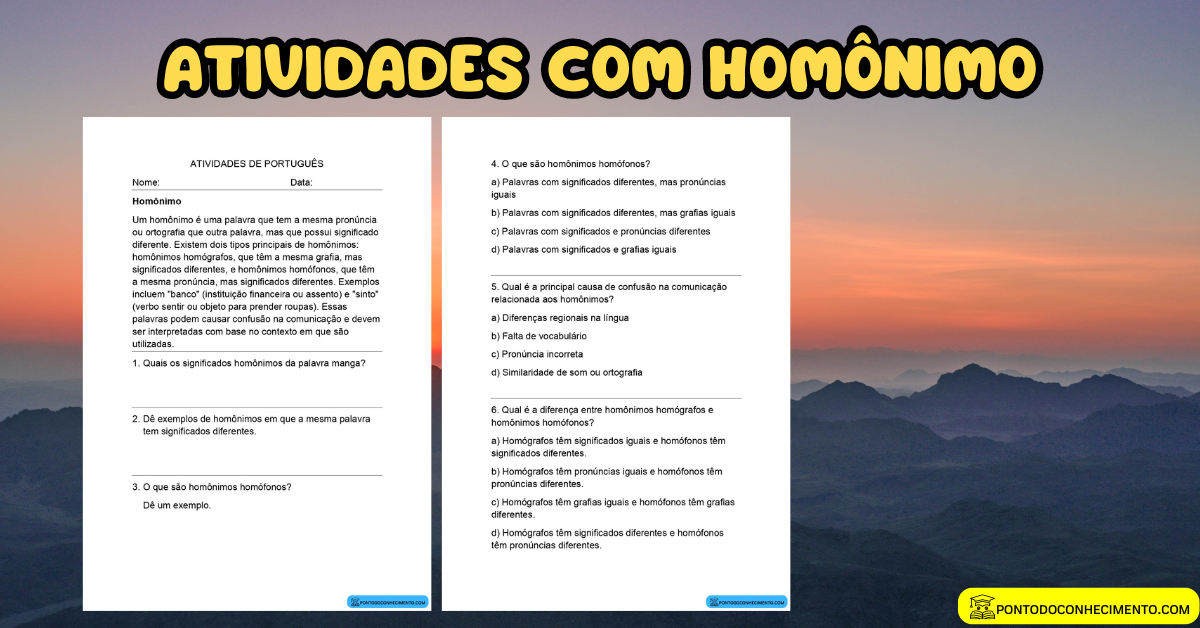 Atividades com Homônimo - Ponto do Conhecimento