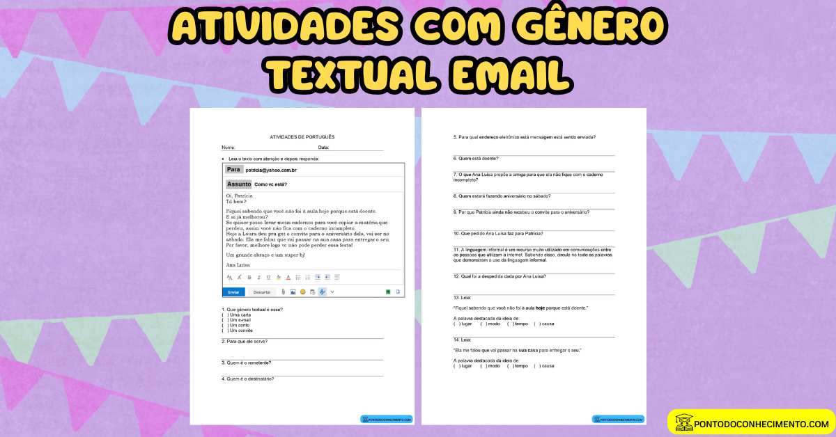 Atividades com gênero textual Email - Ponto do Conhecimento