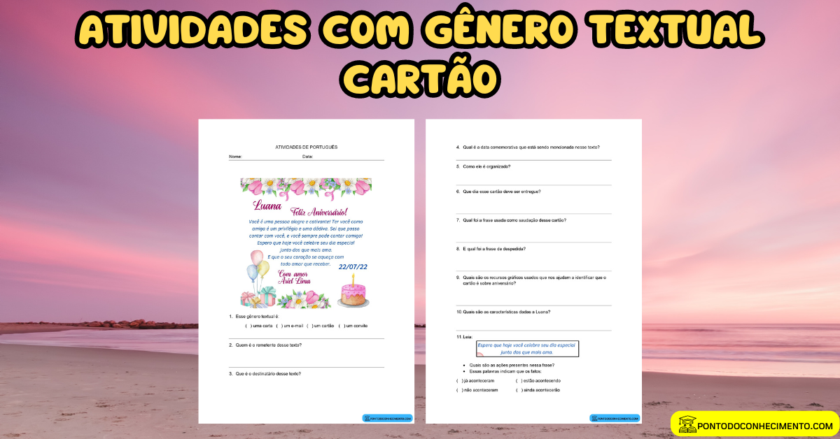 Atividades com gênero textual cartão - Ponto do Conhecimento