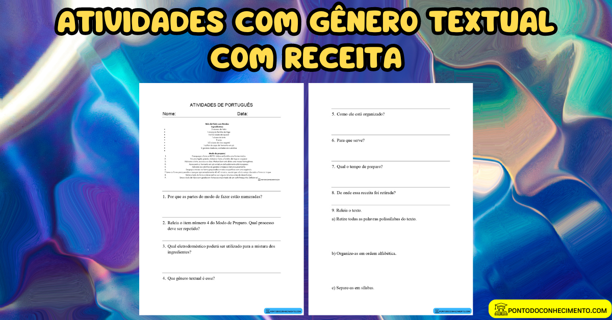 Atividades com gênero textual com receita - Ponto do Conhecimento