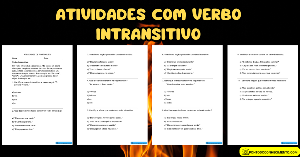 Arquivo de Atividades sobre verbo intransitivo - Ponto do Conhecimento Arquivo de Atividades sobre verbo intransitivo - Ponto do Conhecimento