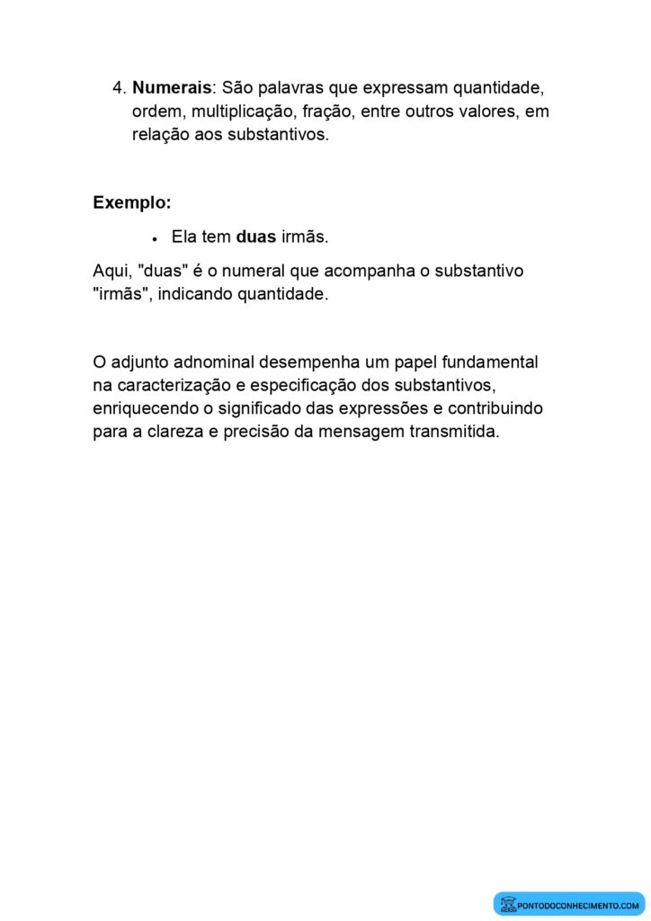 O que é Adjunto adnominal? - Ponto do Conhecimento