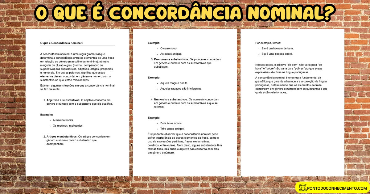 O que é Concordância nominal? - Ponto do Conhecimento