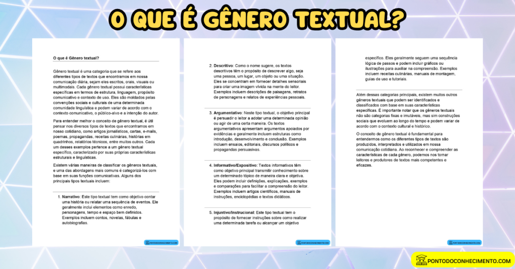 Arquivo de Classificação de gêneros textuais - Ponto do Conhecimento