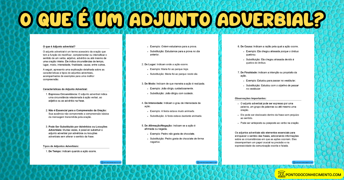 O que é um Adjunto adverbial? - Ponto do Conhecimento