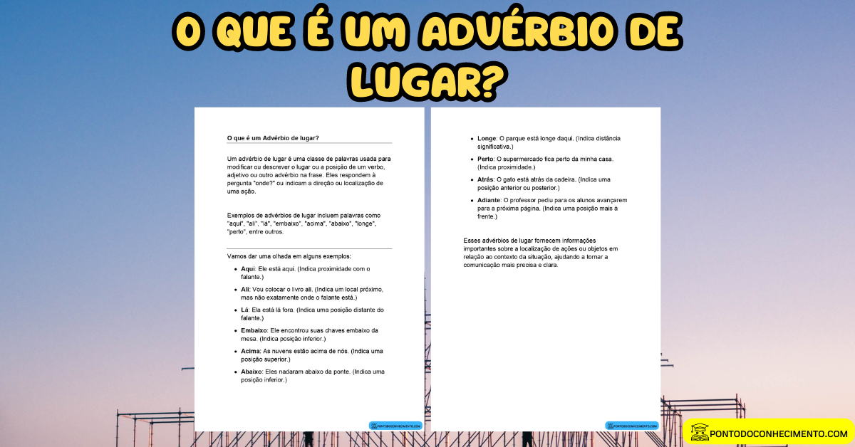 Arquivo de Advérbios de Lugar em PDF - Ponto do Conhecimento