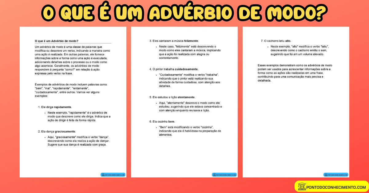 O que é um Advérbio de modo? - Ponto do Conhecimento