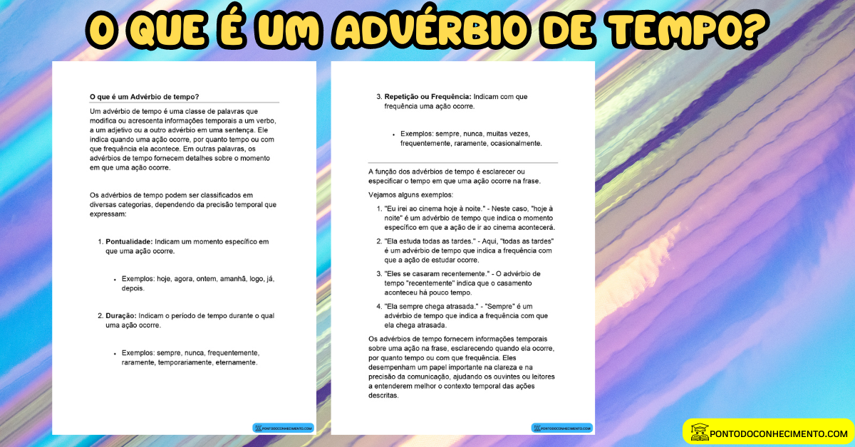 O que é um Advérbio de tempo? - Ponto do Conhecimento