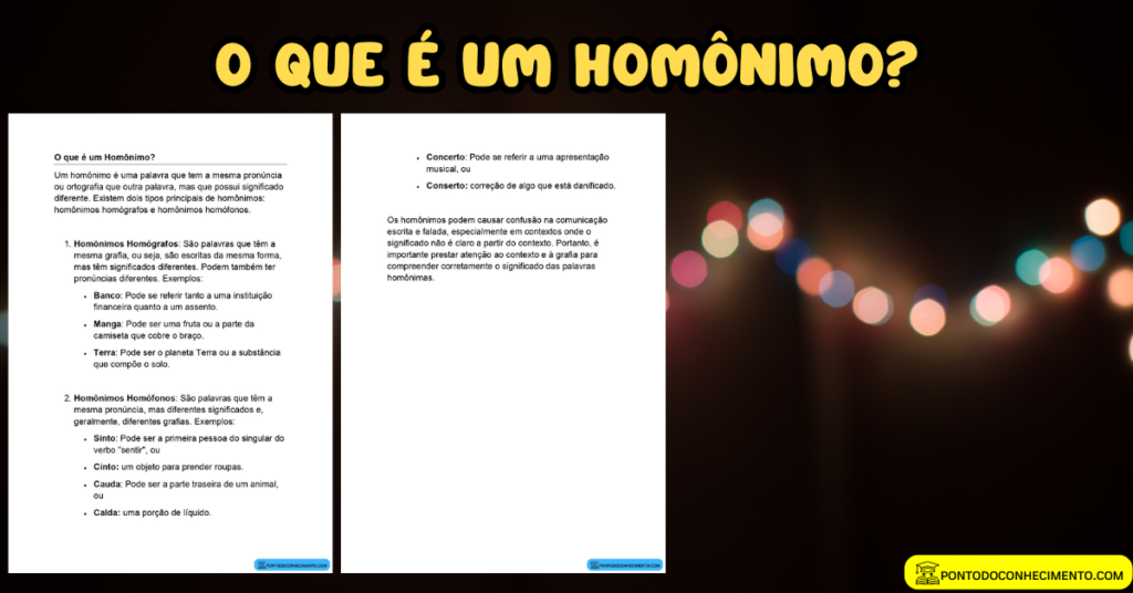 Arquivo de Exemplos de homônimos - Ponto do Conhecimento