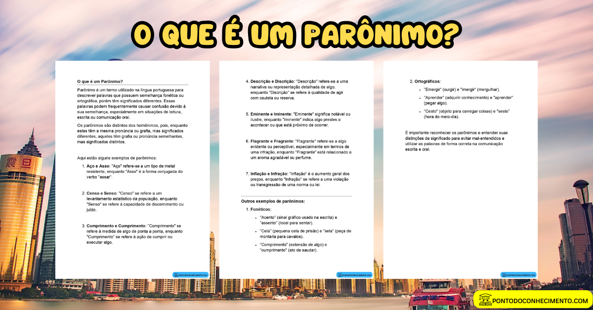 Arquivo de Exemplos de Parônimos - Ponto do Conhecimento