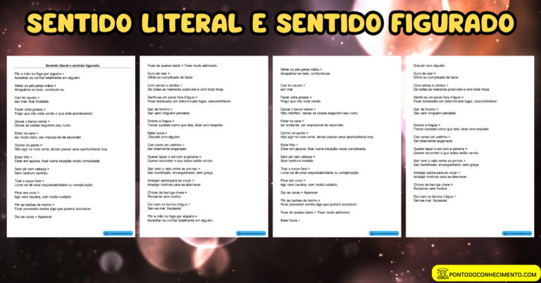 Arquivo de Lista com exemplos de Sentido literal e sentido figurado ...