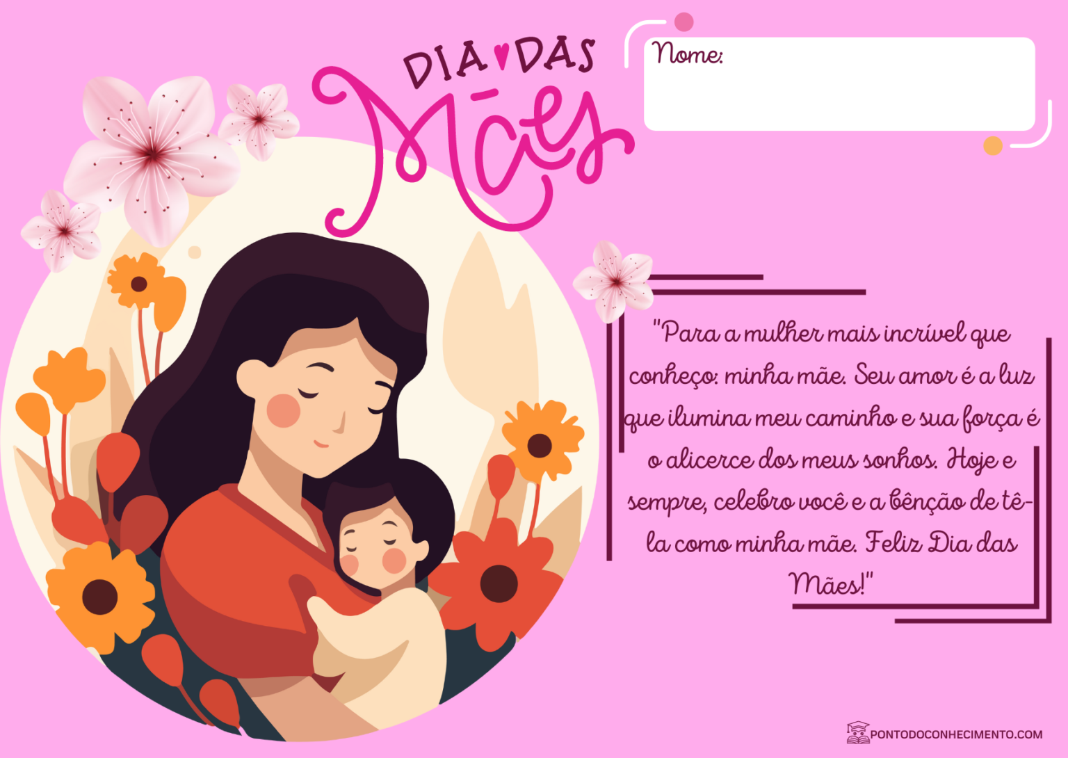 Cartão colorido dia das mães - Ponto do Conhecimento