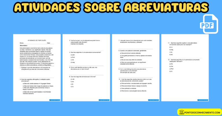 Arquivo de Atividades sobre abreviaturas em PDF - Ponto do Conhecimento