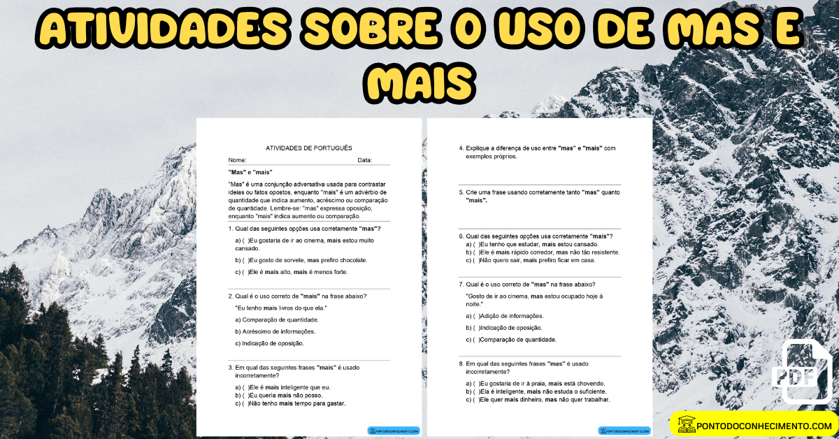 Atividades sobre o uso de mas e mais - Ponto do Conhecimento