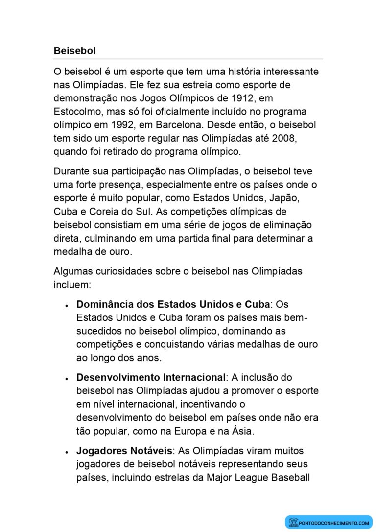 Todos os esportes olímpicos - Ponto do Conhecimento