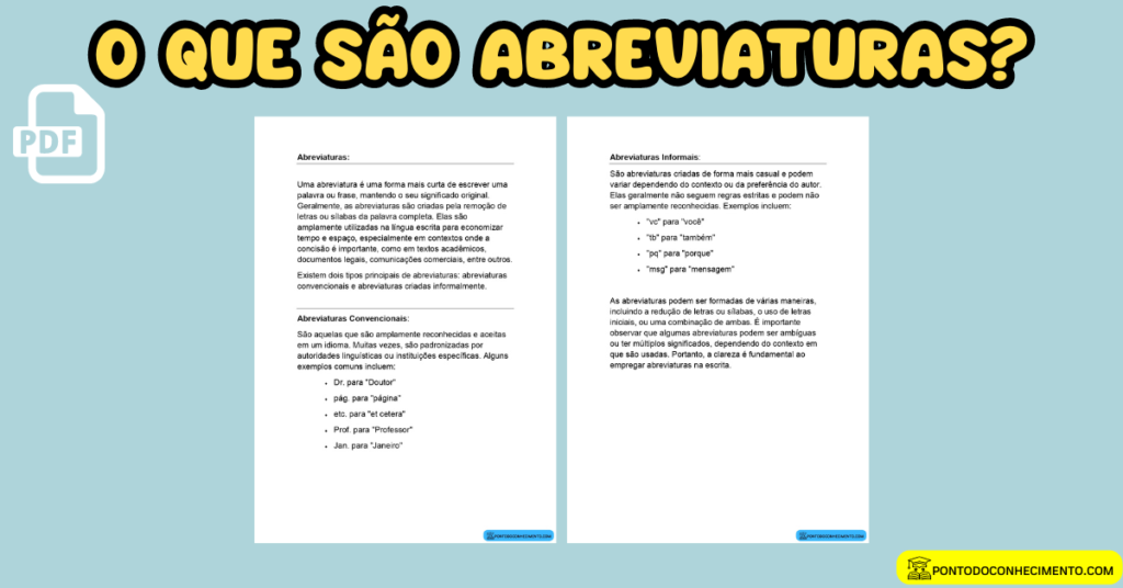 Arquivo de Lista de Abreviaturas Comuns - Ponto do Conhecimento