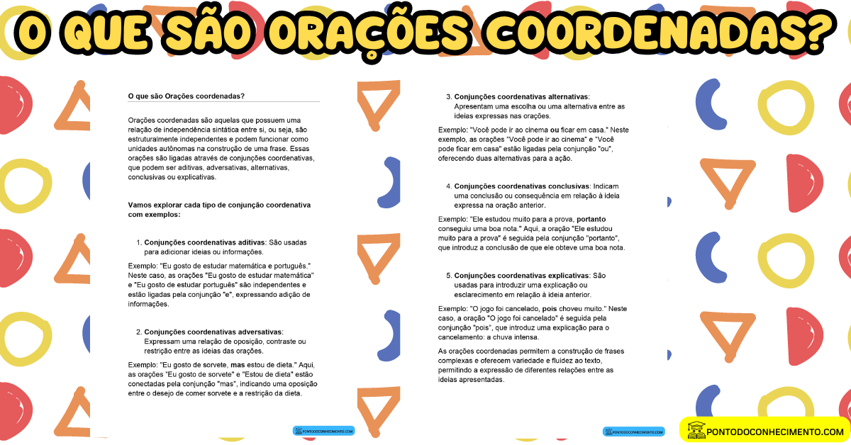 O que são Orações coordenadas? - Ponto do Conhecimento