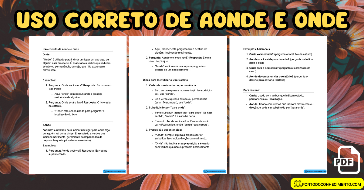Uso correto de aonde e onde - Ponto do Conhecimento