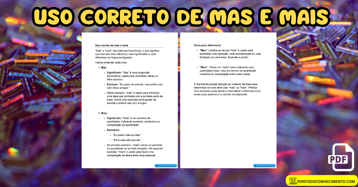 Arquivo de Exemplos de uso de mas e mais - Ponto do Conhecimento