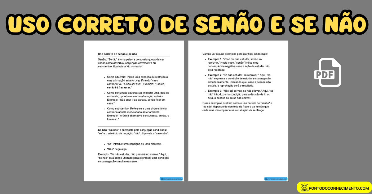 Uso correto de senão e se não - Ponto do Conhecimento