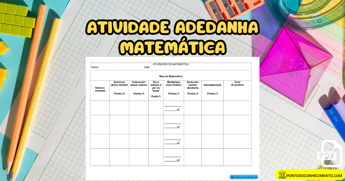Atividade Adedanha Matemática - Ponto do Conhecimento