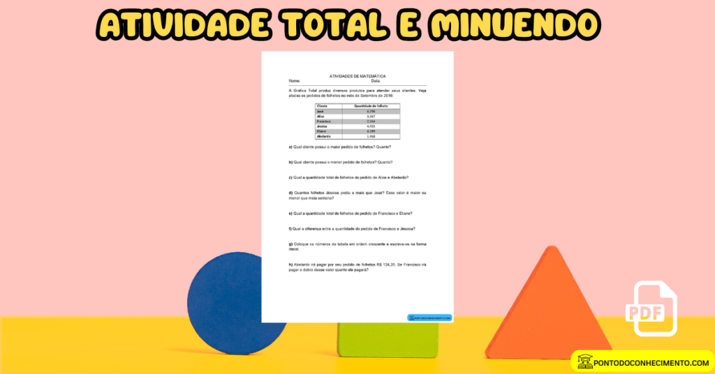 Atividade total e minuendo - Ponto do Conhecimento