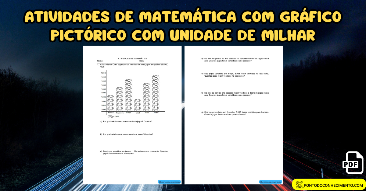 Atividades de matemática com gráfico Pictórico com unidade de milhar ...
